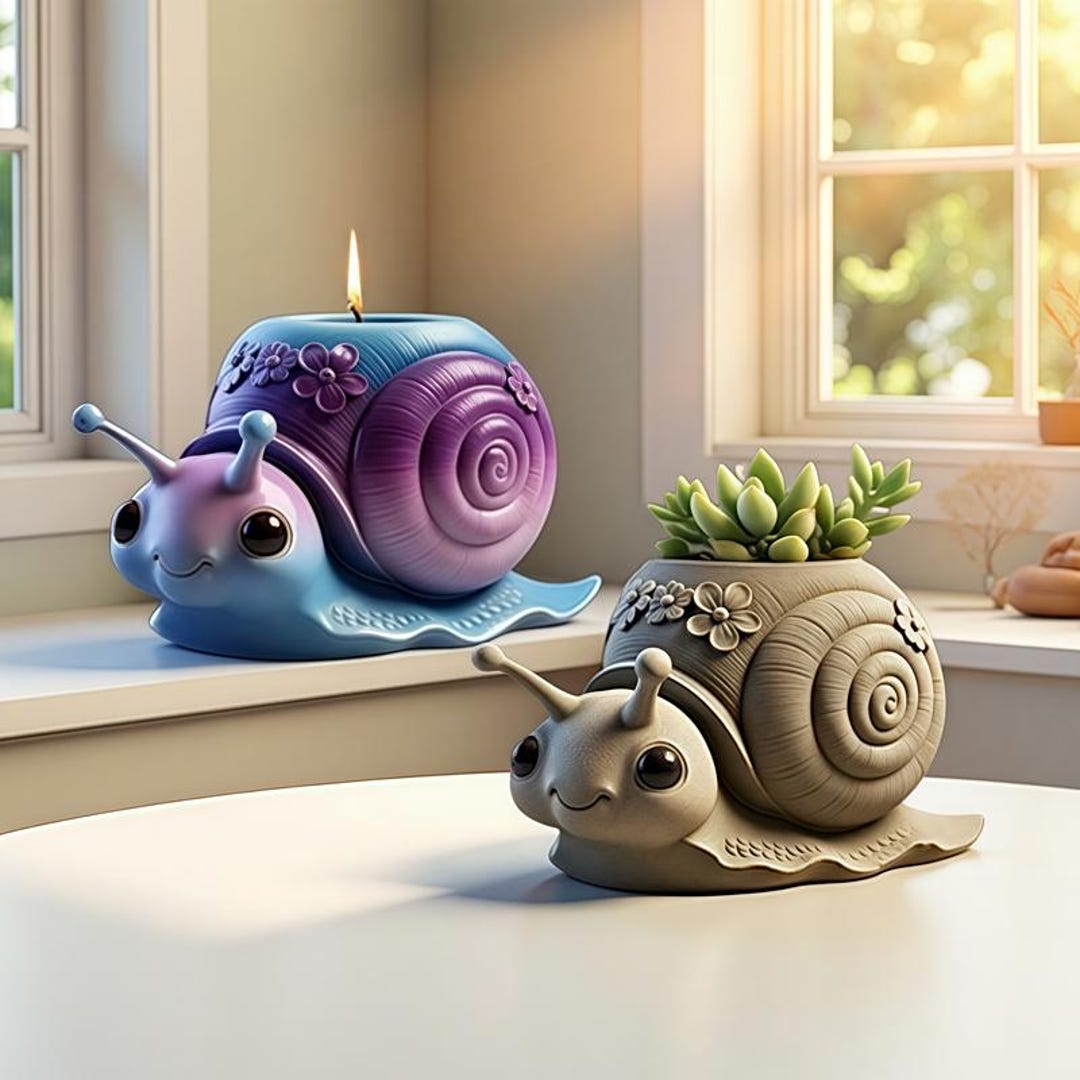 Snail Flower Pot Silicone Mold-snail Trinket Box Resin Mold-succulent ...