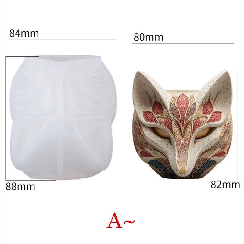 Fox Face Vase Silicone Mold-bird Face Trinket Box Resin Mold-animal ...