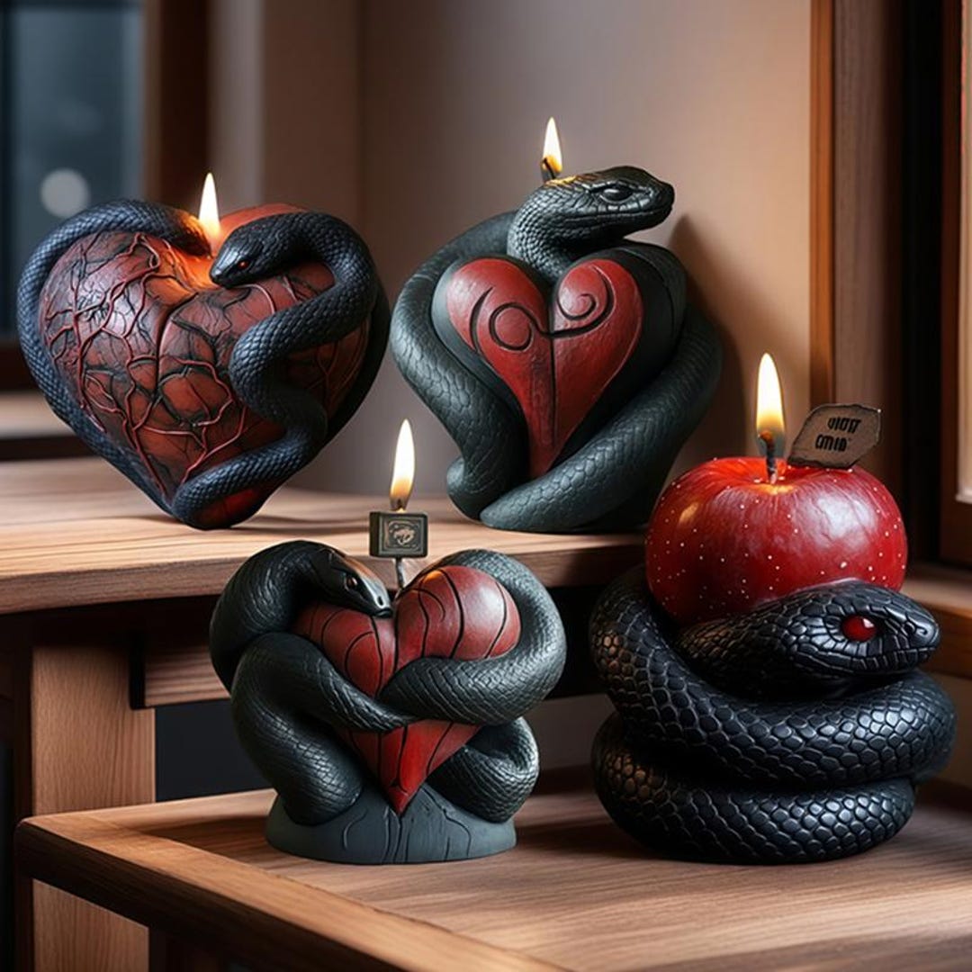 3D Snake Candle Silicone Mold-snake Heart Candle Mold-snake Apple ...