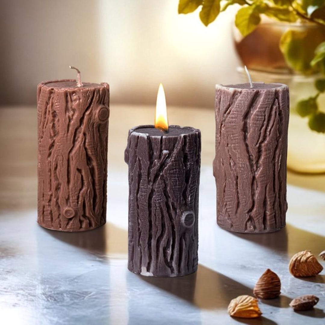 Wood Pillar Candle Silicone Mold-tree Branch Candle Mold-tree Bark ...