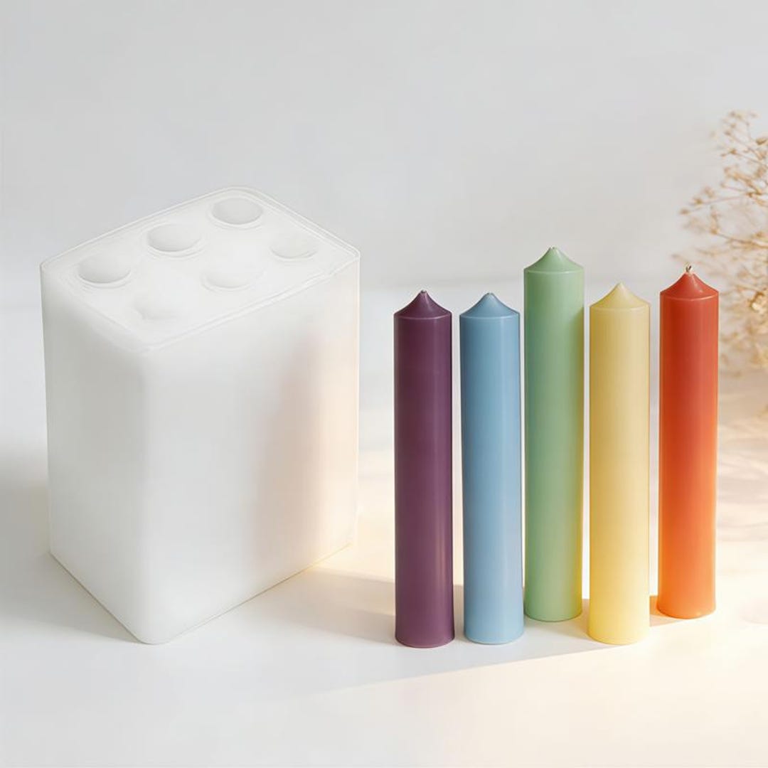 6-cavity Long Taper Candle Mold-taper Candle Silicone Mold-tall Pillar ...
