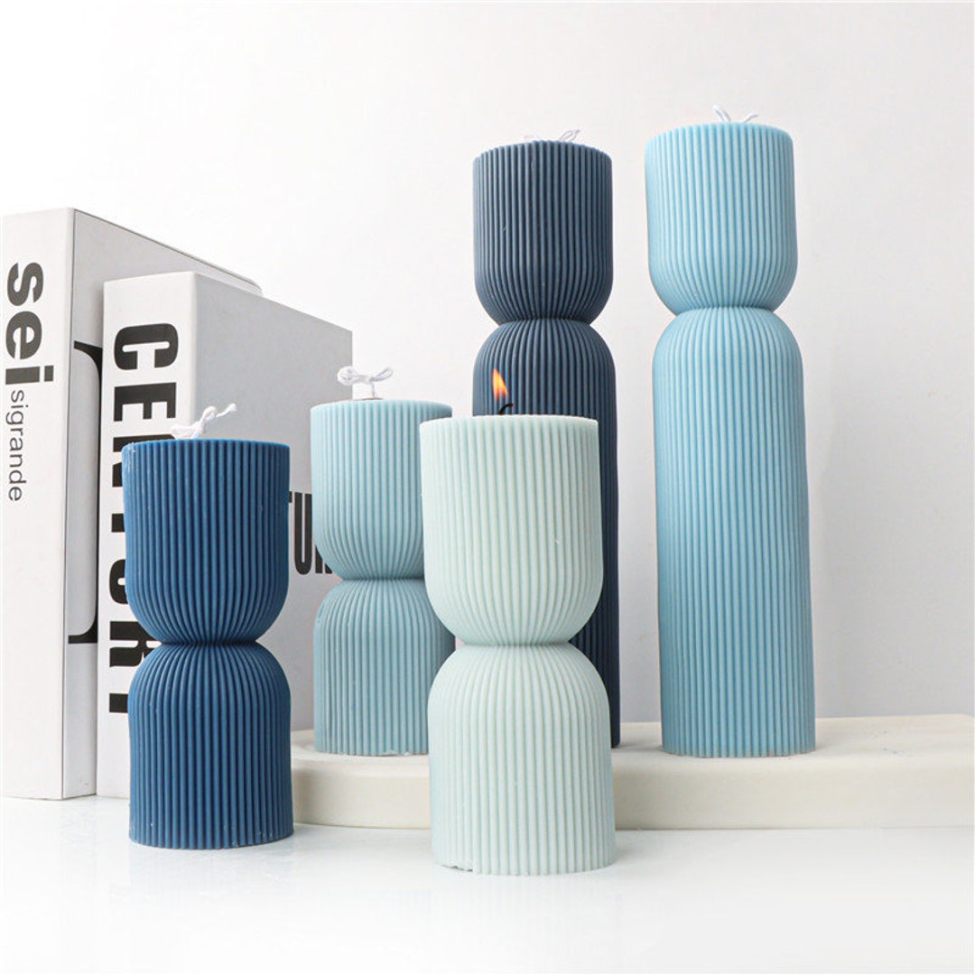 Hourglass Pillar Candle Silicone Mold-sculpture Striped Candle Mold ...