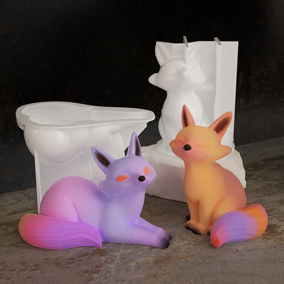 2 Styles Nine Tailed Fox Silicone Mold-cartoon Fox Resin Mold-cute Fox ...