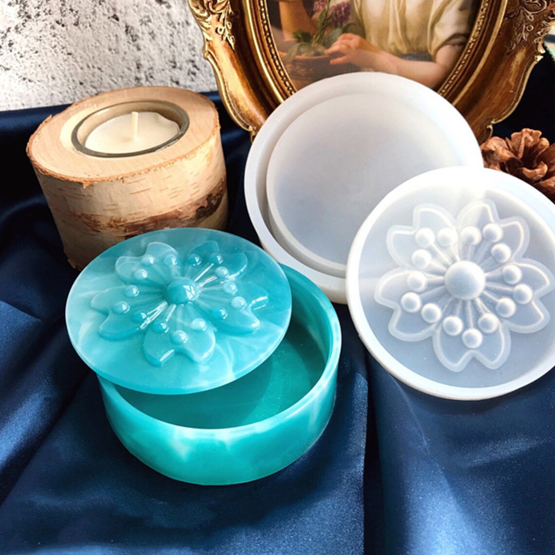 Round Box Resin Silicone Mold-cherry Blossom Storage Box Mold-sakura ...