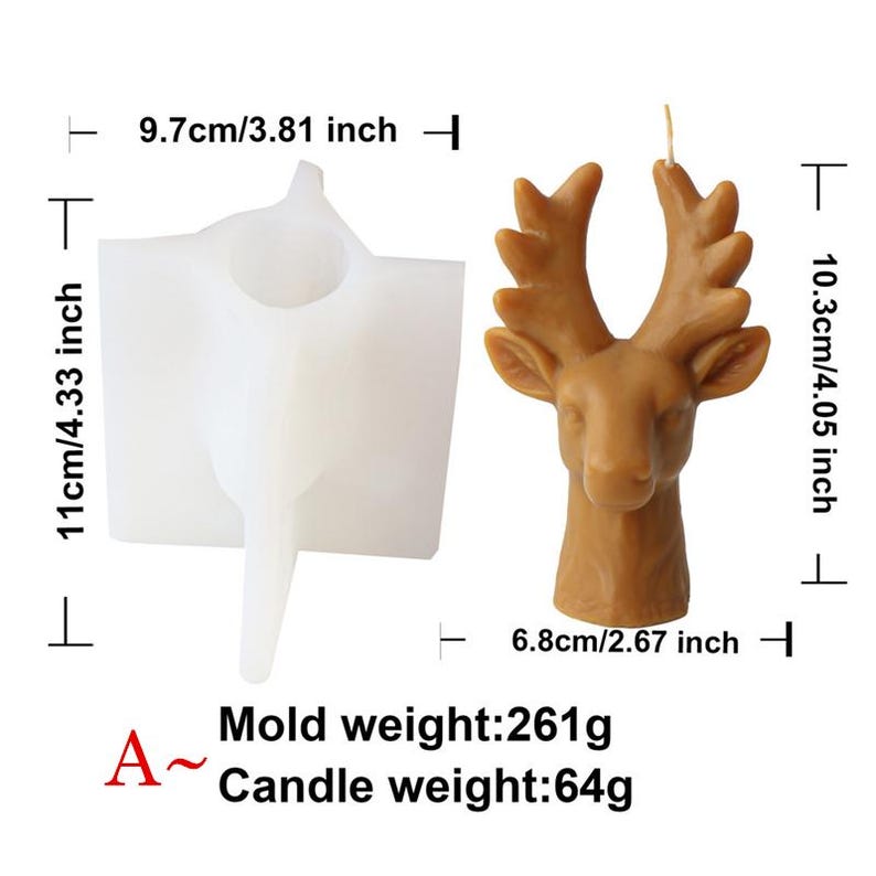 2 Styles Deer Head Silicone Mold-deer Head Candle Mold-christmas Deer ...