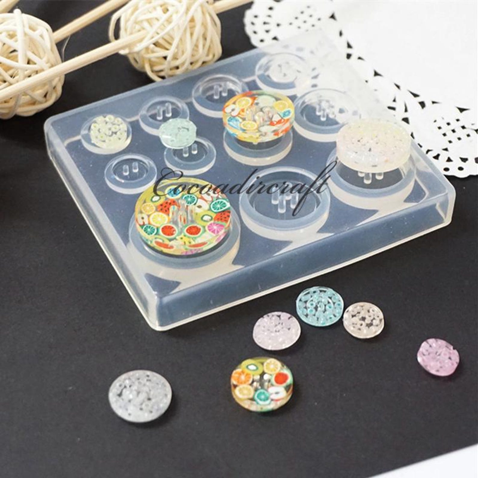 10mm 25mm Button Silicone Mold-cute Button Resin Mold-round Button ...
