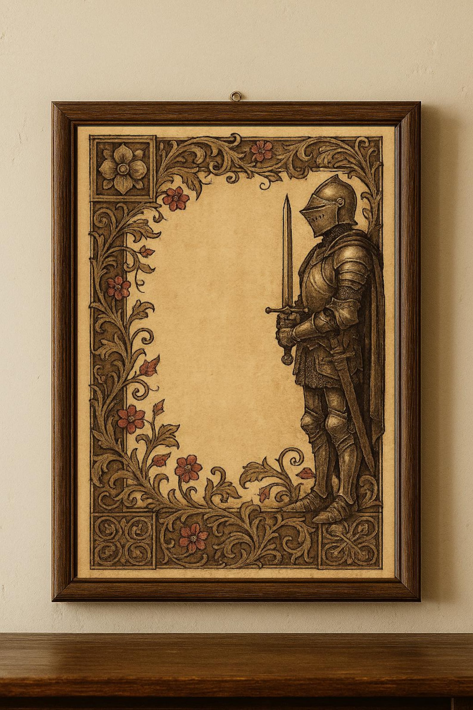 Medieval Knight Digital Frame – Vintage Style Ornamental Art | Instant ...