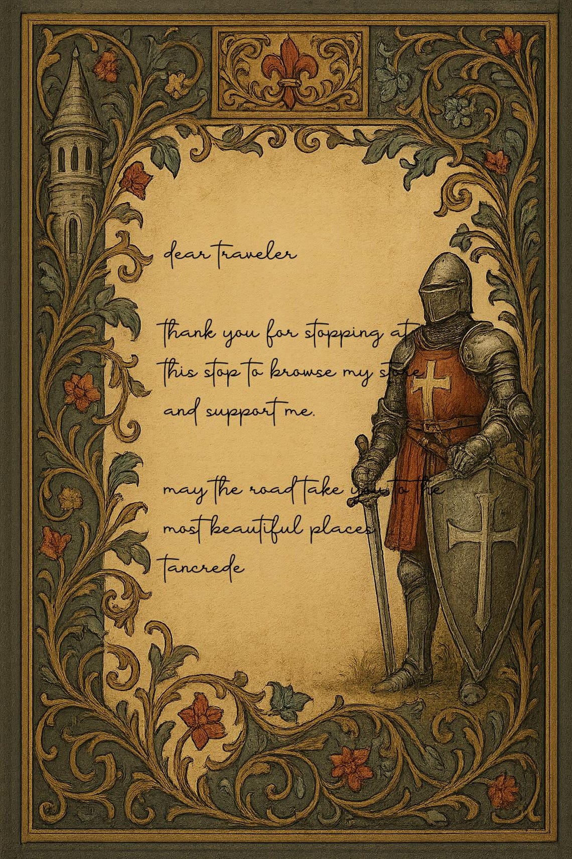 Medieval Themed Handmade Postcard, Poster, Wedding Invitation, Fantasy ...