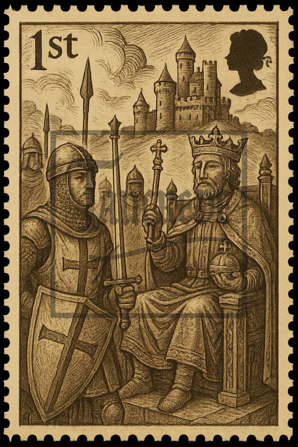 Medieval Knight Postage Stamps Digital Collection - 16 Unique Designs ...
