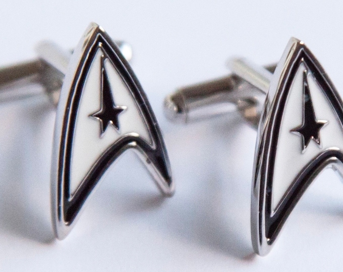 Star Trek Men's Silver Plated Cufflinks With Star-fleet Command Design ...