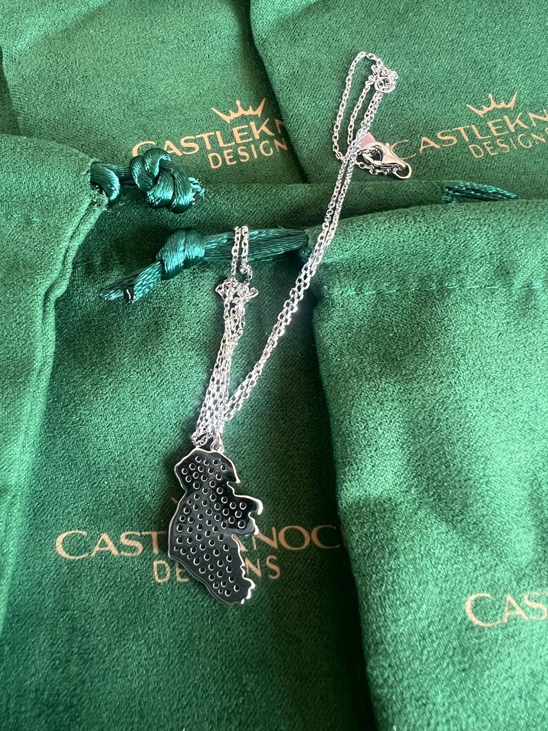 Ireland Map Necklace Sterling Silver Celtic Charm With Emerald ...