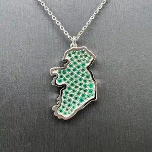 Ireland Map Necklace Sterling Silver Celtic Charm With Emerald ...
