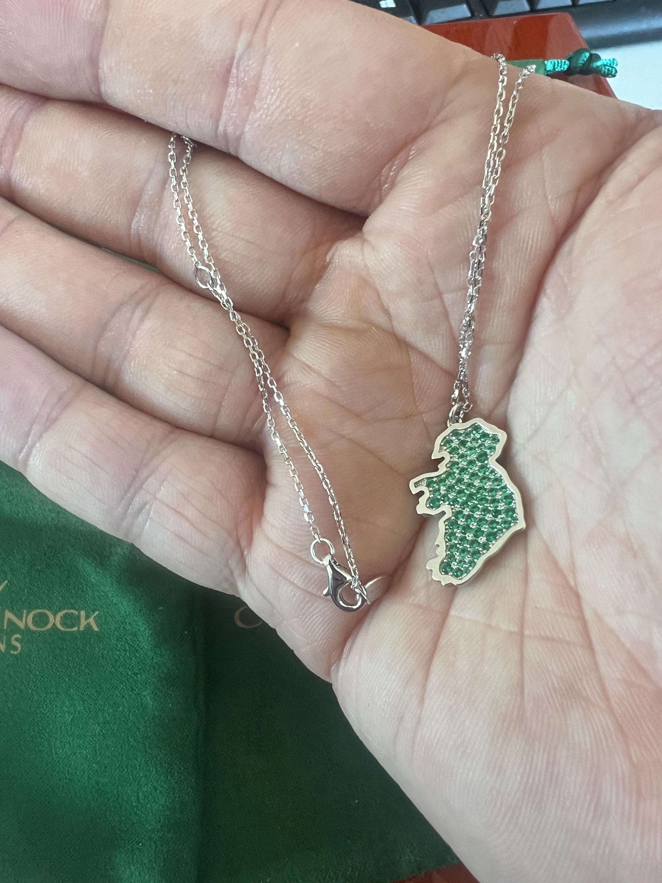 Ireland Map Necklace Sterling Silver Celtic Charm With Emerald ...