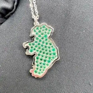 Ireland Map Necklace Sterling Silver Celtic Charm With Emerald ...