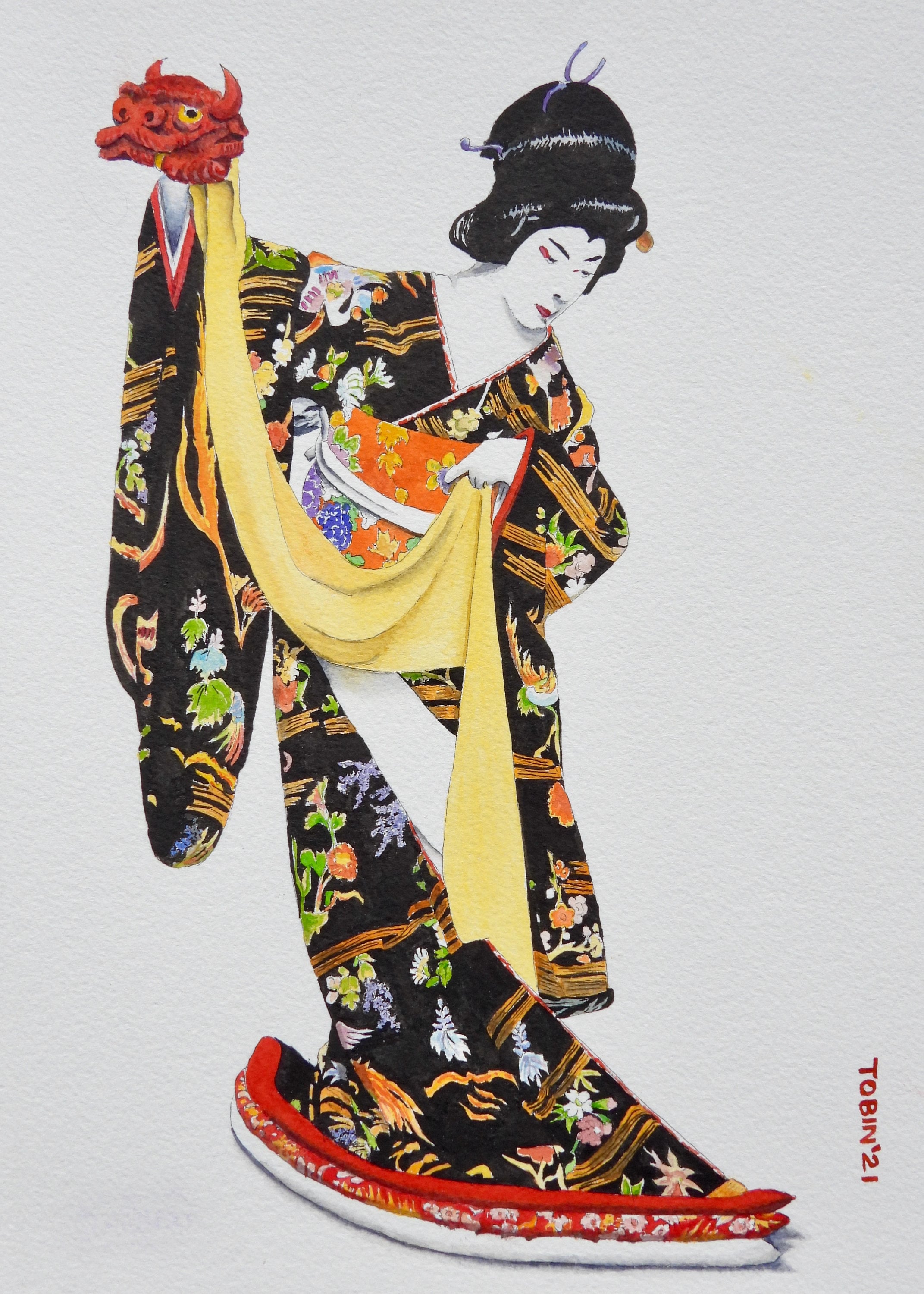 Kabuki Series (watercolor Note Cards) - Etsy