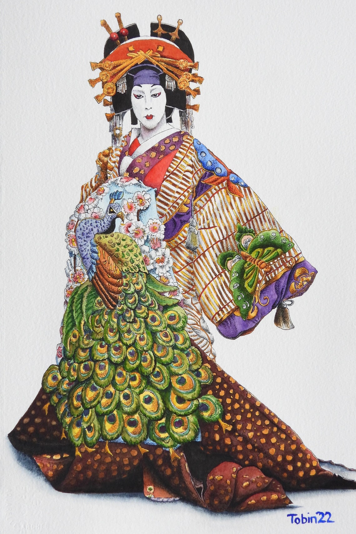 Kabuki Series (watercolor Note Cards) - Etsy