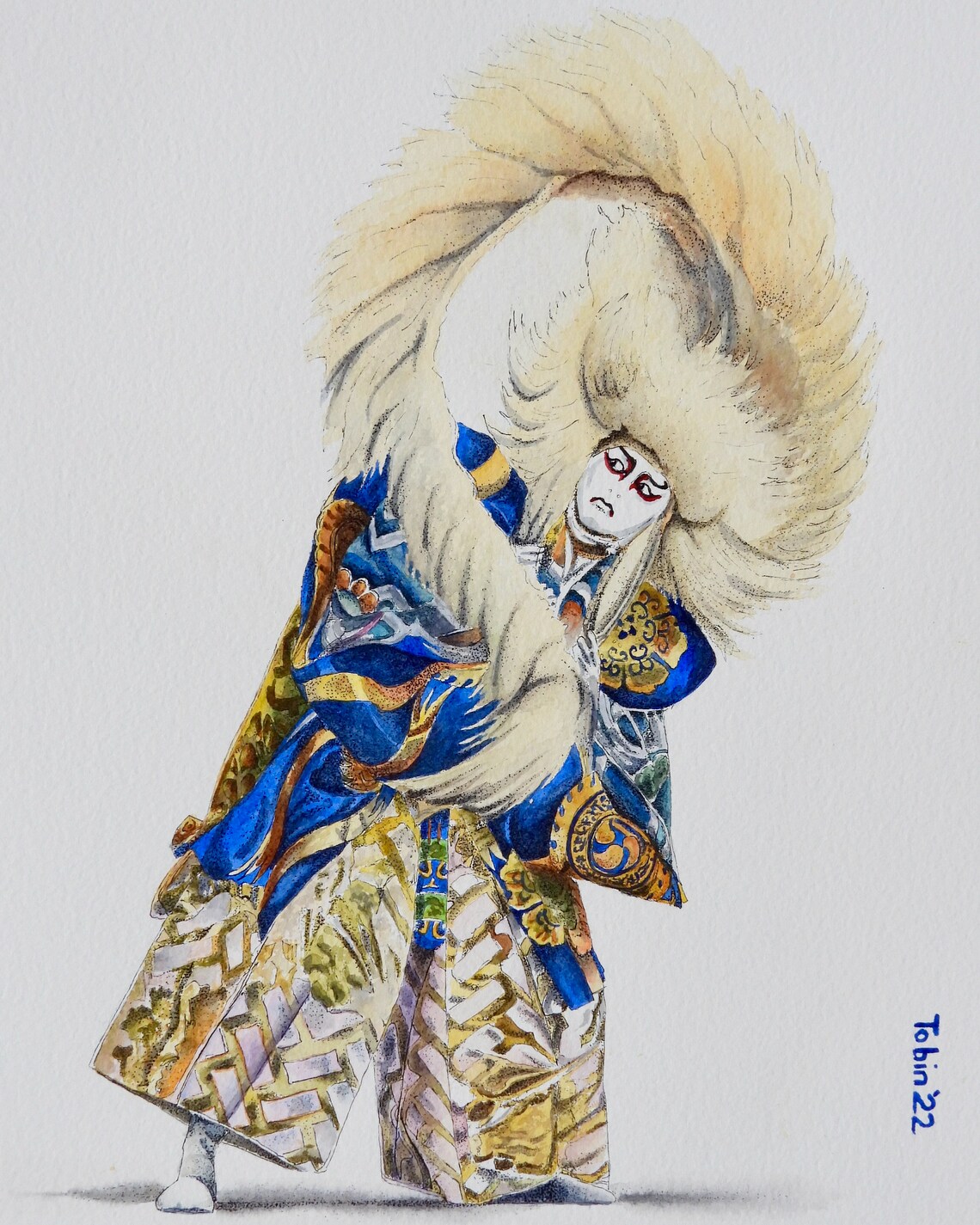 Kabuki Series (watercolor Note Cards) - Etsy