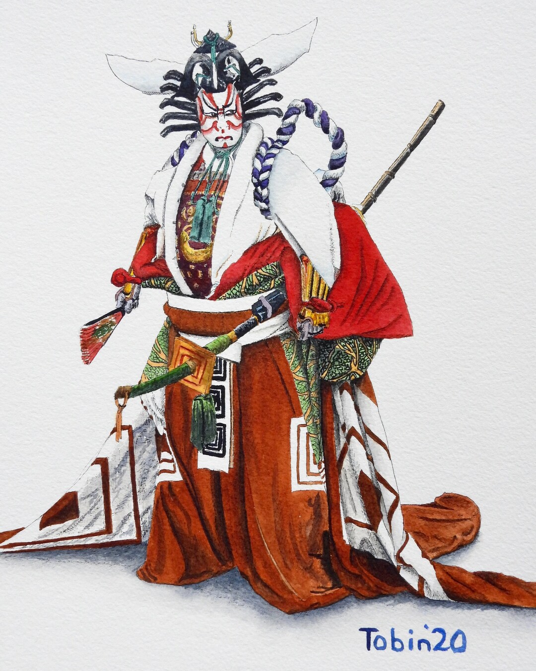 Kabuki Series (watercolor Note Cards) - Etsy