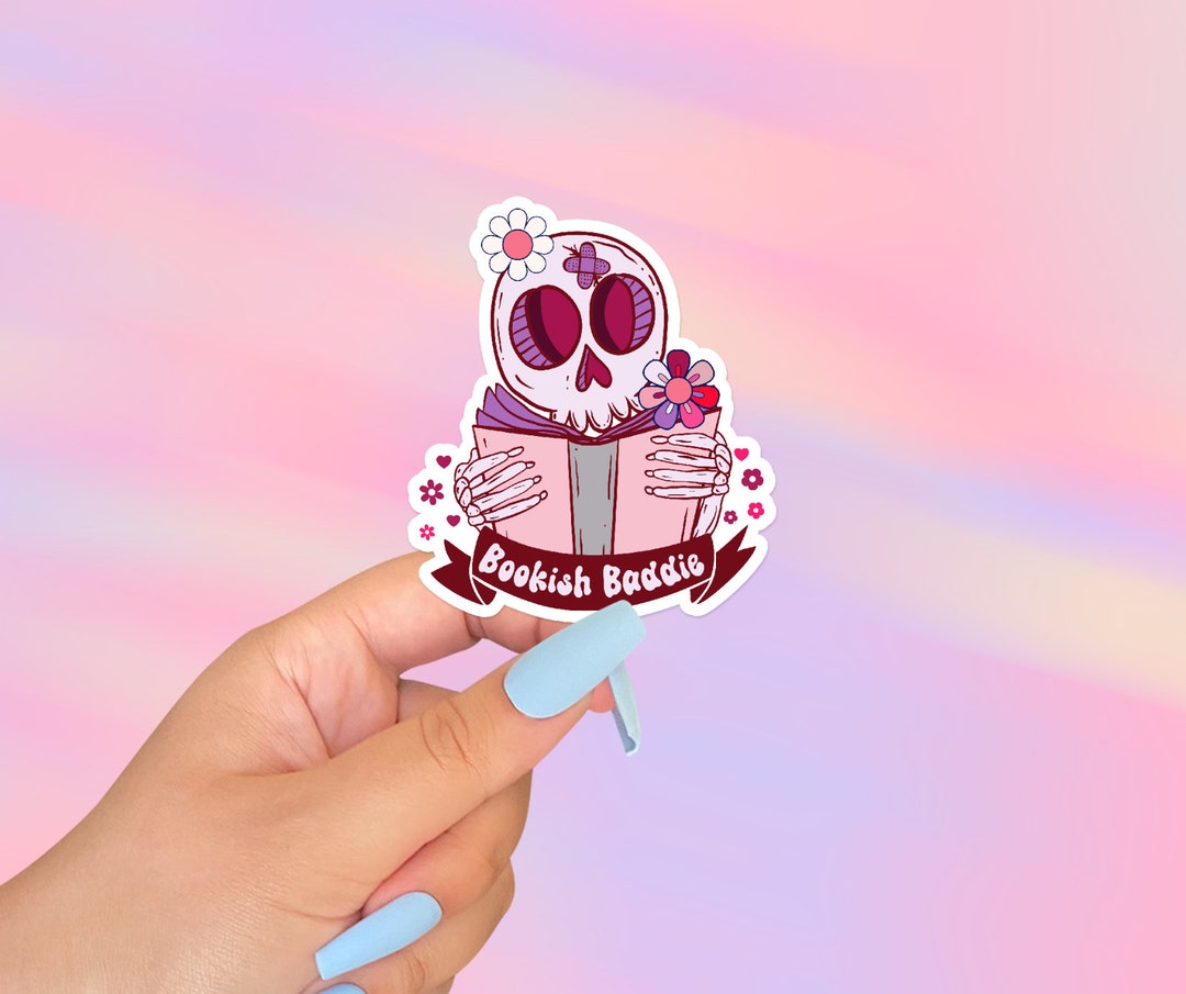 Bookish Baddie Skeleton Pastel Goth| Cute 2" Die-cut Vinyl Sticker ...