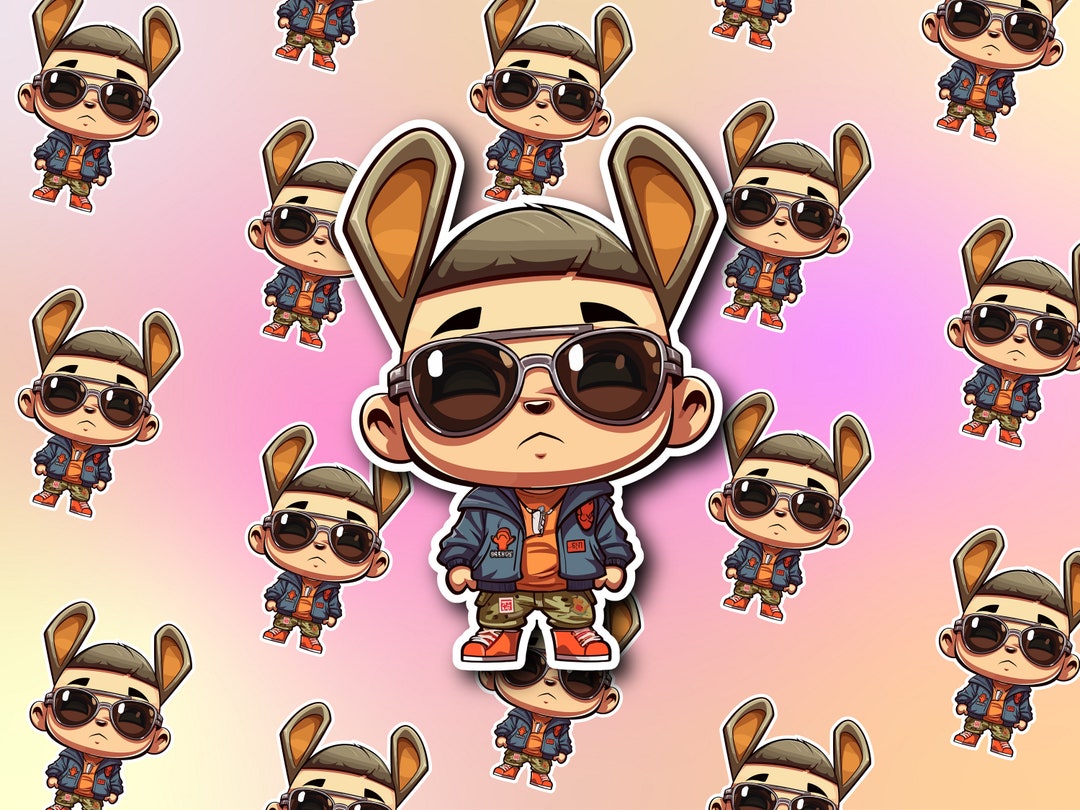 Bad Bunny Chibi Sticker | Bad Bunny Fan Art | Kawaii Rapper Sticker | 3 ...