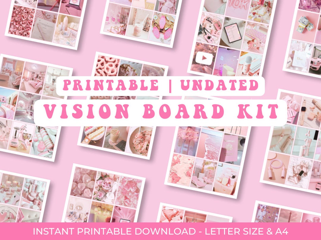 Pink Vision Board Kit | Manifestation Kit | Printable Vision Board ...
