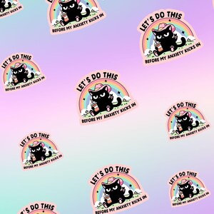 Anxious Cat Sticker | "let's Do This" Sticker | Funny Mental Health ...