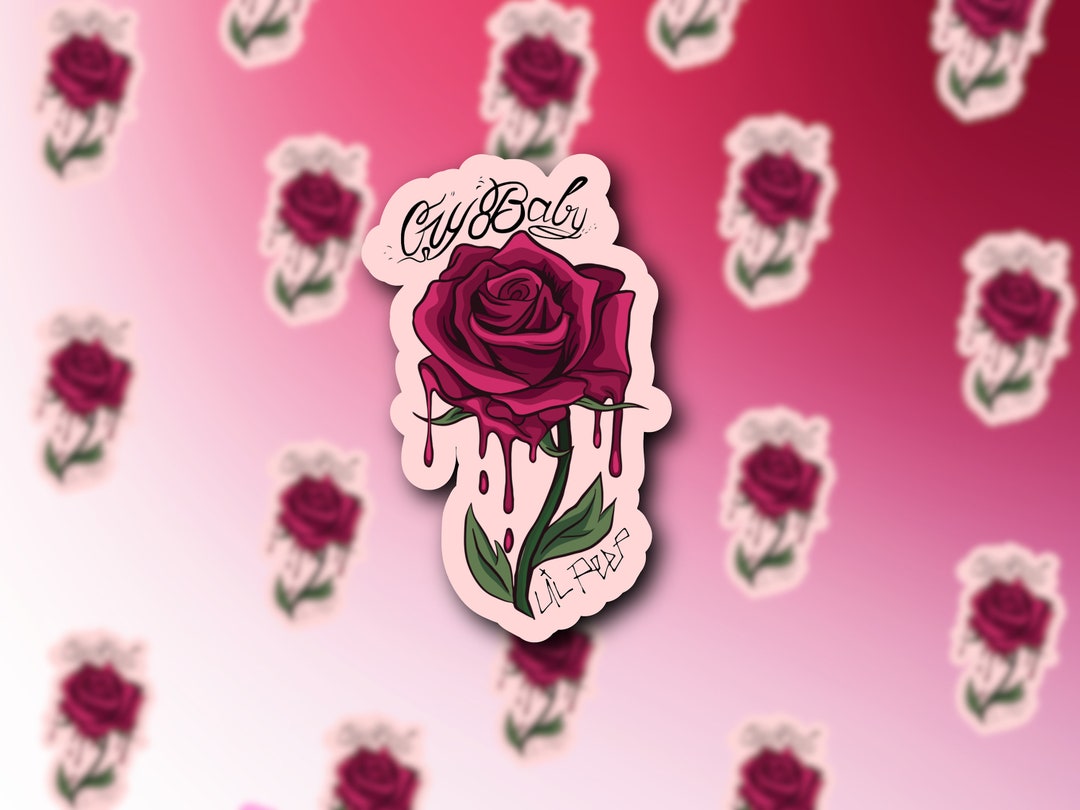 Lil Peep Inspired Bleeding Rose Sticker 3" Die Cut | Goth Aesthetic ...