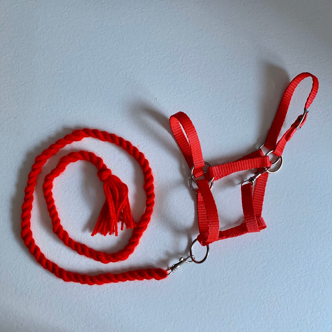 Red Halter with lead rope for hobby horse stick horse | Etsy