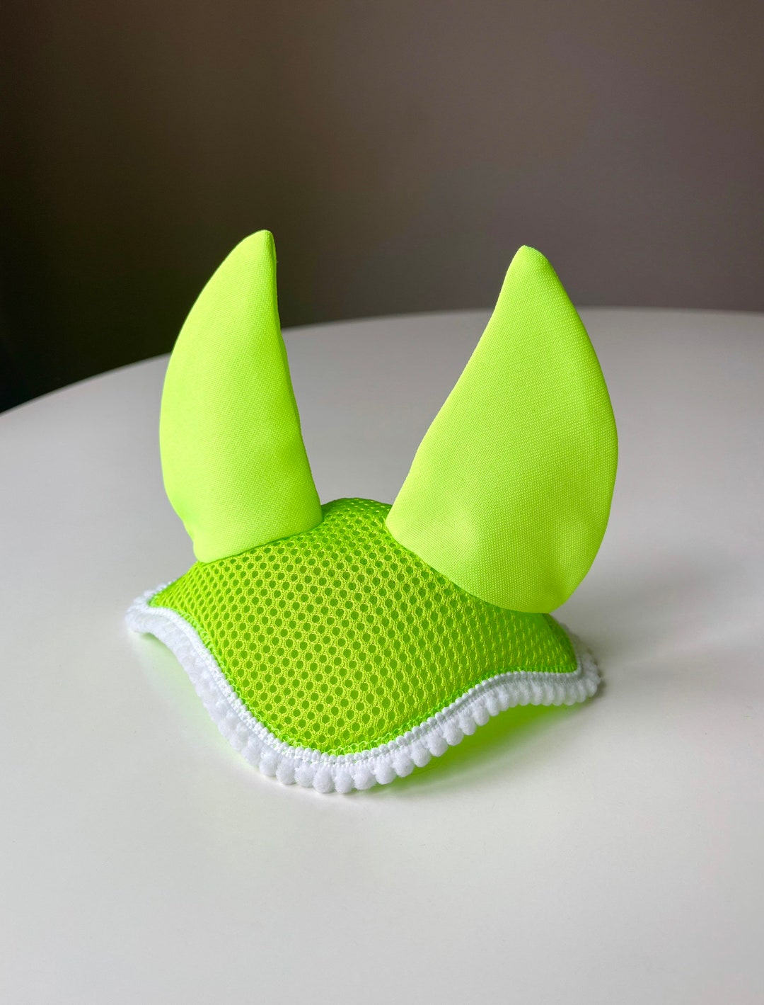 Hobby Horse Green Ear Bonnet With White Decoration (tack for Stick ...