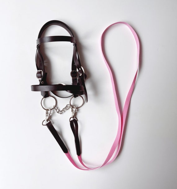 Black Bridle With Pink Reins for a Hobby Horse adjustable | Etsy
