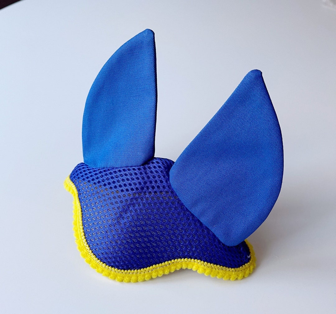 Hobby Horse Blue Ear Bonnet With Yellow Decoration (earbonnet for Stick ...