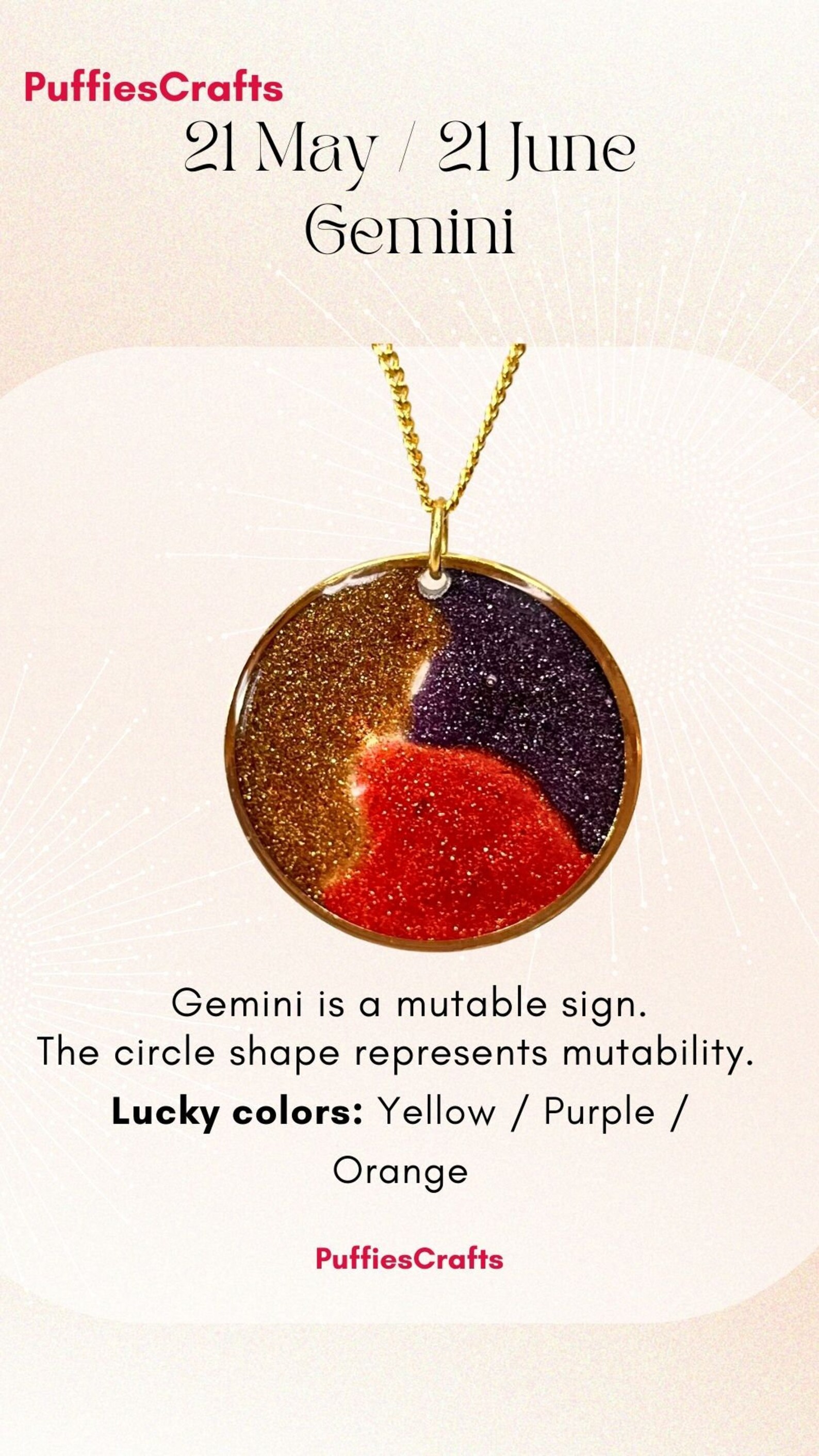 24k Gold-plated Mutable Zodiac Sign Necklace Gemini Virgo Sagittarius ...