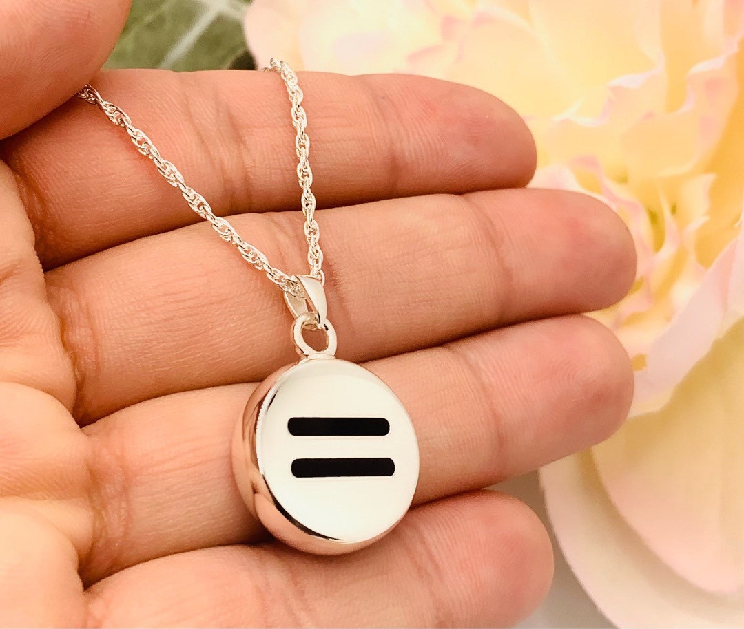 Equal Symbol Round Necklace-memorial Jewelry Urn-925 Sterling - Etsy