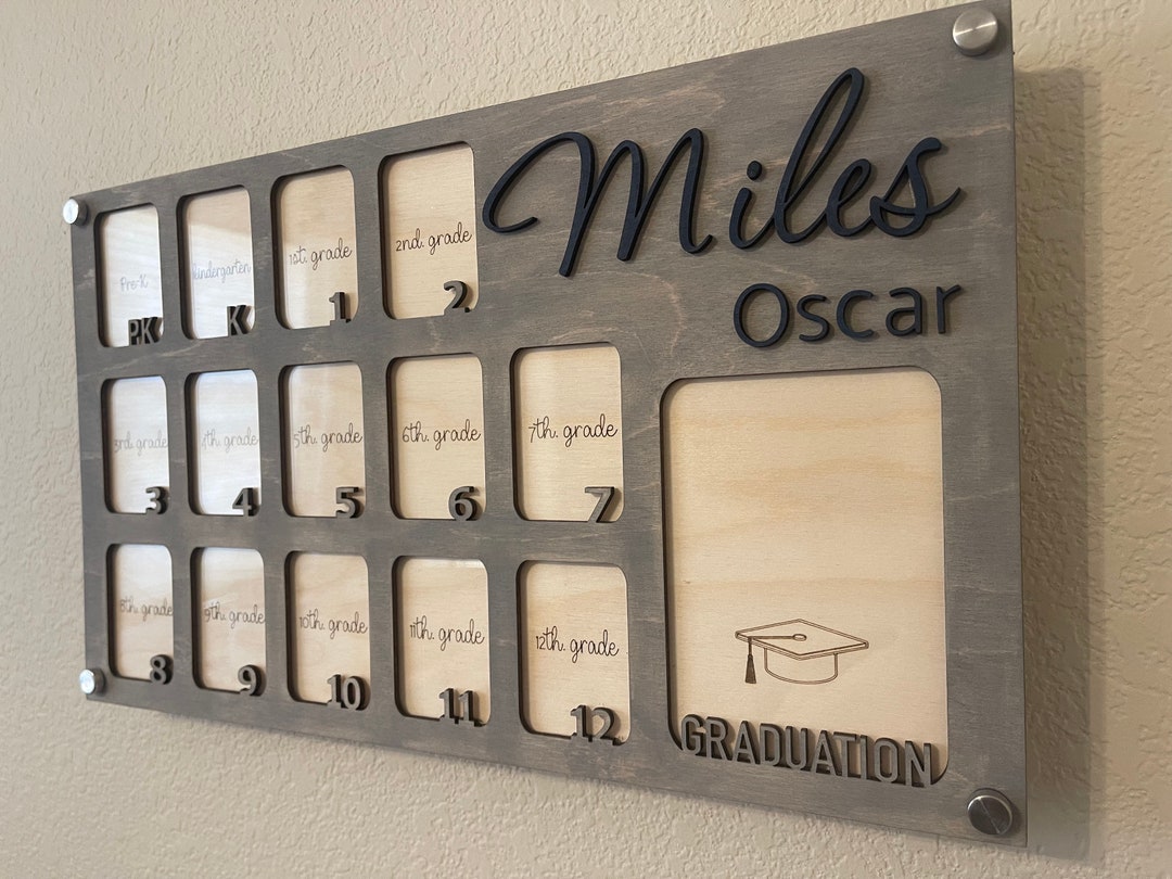 School Photo Frame, Preschool to Senior Year Photo Frame, Personalized ...