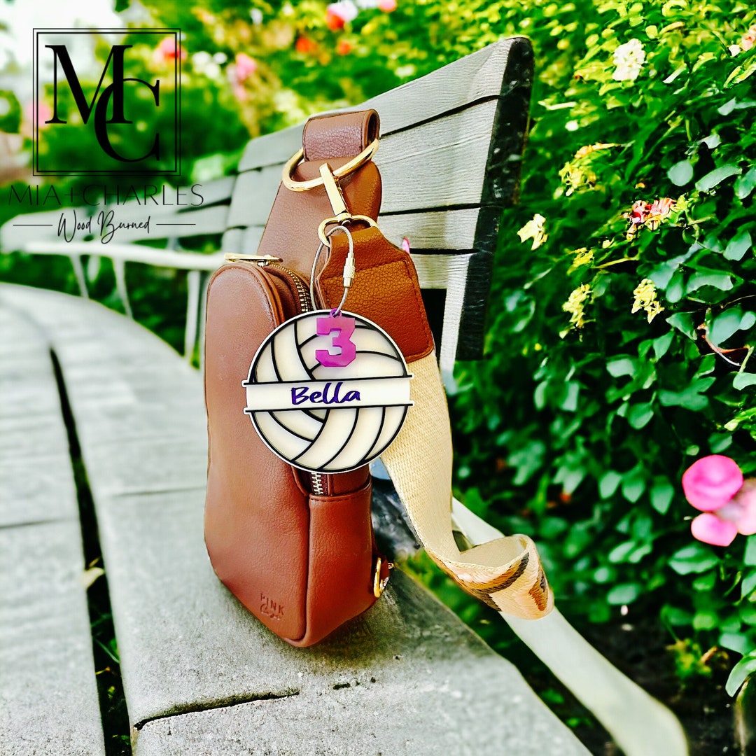 Volleyball Bag Tag, Name Bag Tag, Volleyball Keychain, Personalized ...