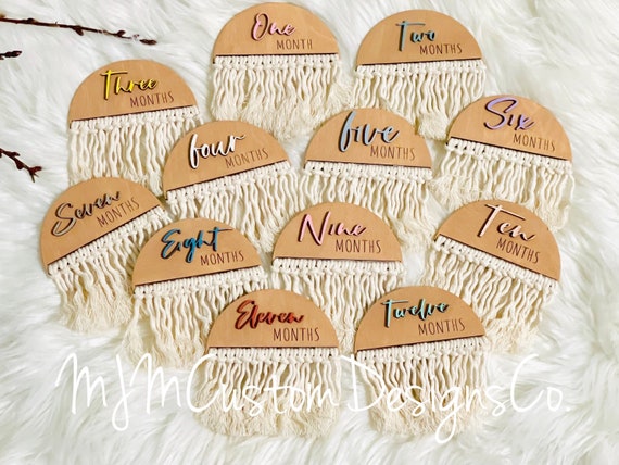 Boho Wood Monthly Milestone Monthly Tracker ONE Month to ONE - Etsy