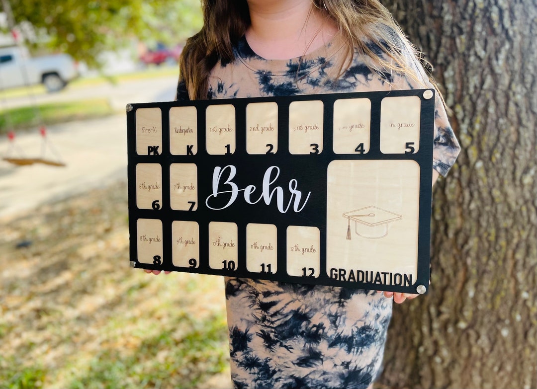 School Photo Frame, Preschool to Senior Year Photo Frame, Personalized ...