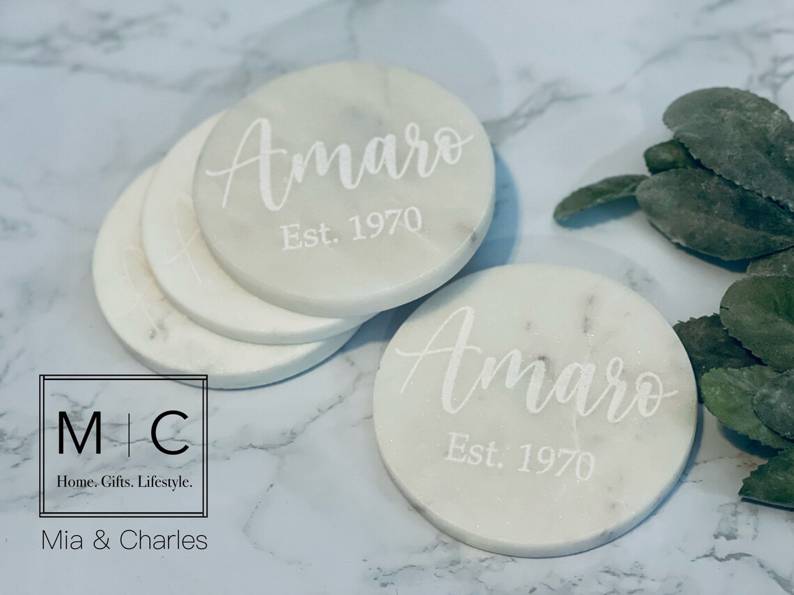 Personalized Marble Coasters Custom Engraved Coasters - Etsy