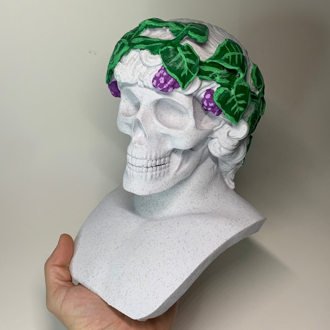 Antinous Skull With Grape Vine Wreath 3d Wall Art Greek Statue Bust - Etsy