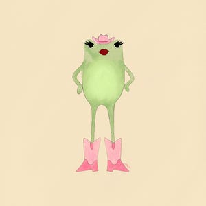 Cute Frog Wearing Pink Cowboy Boots and Cowboy Hat Hand Drawn Poster - Etsy