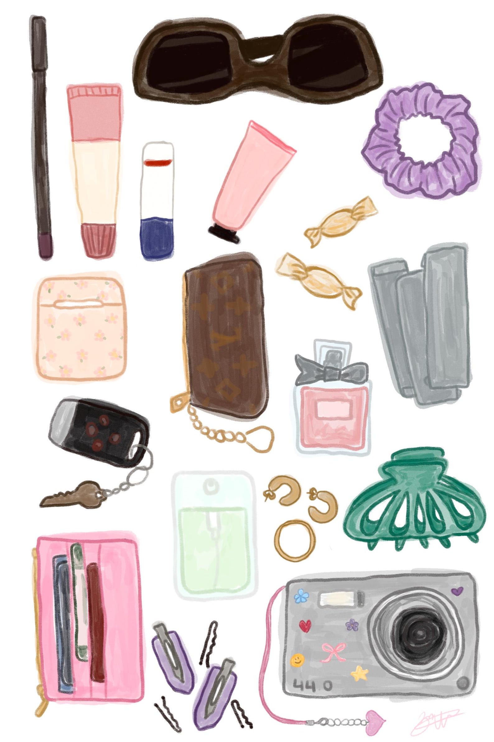 What's in My Purse Hand Drawn Poster - Digital Download - Etsy