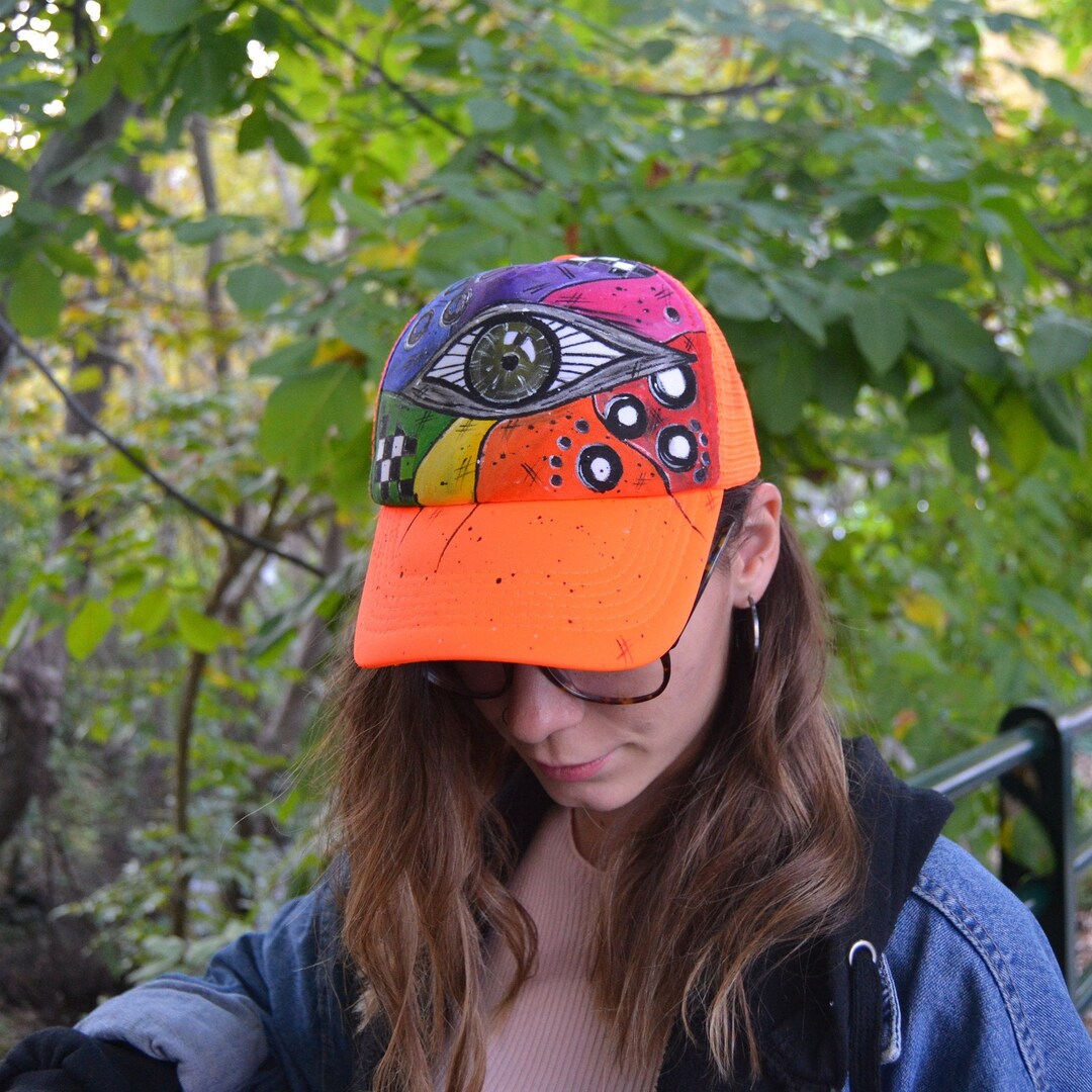 Hand-painted Evil Eye Snapback Hat, Custom Trucker Cap - Etsy