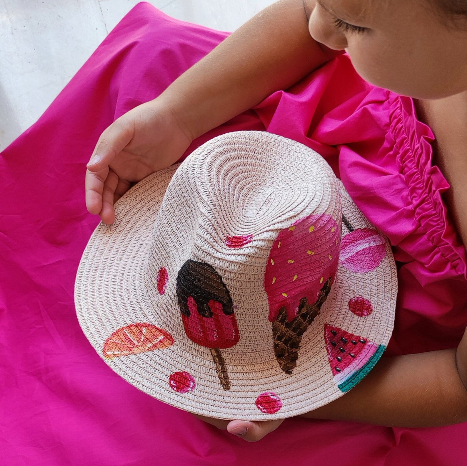 Hand Painted Kids Panama Hat, Candies Summer Fedora - Etsy