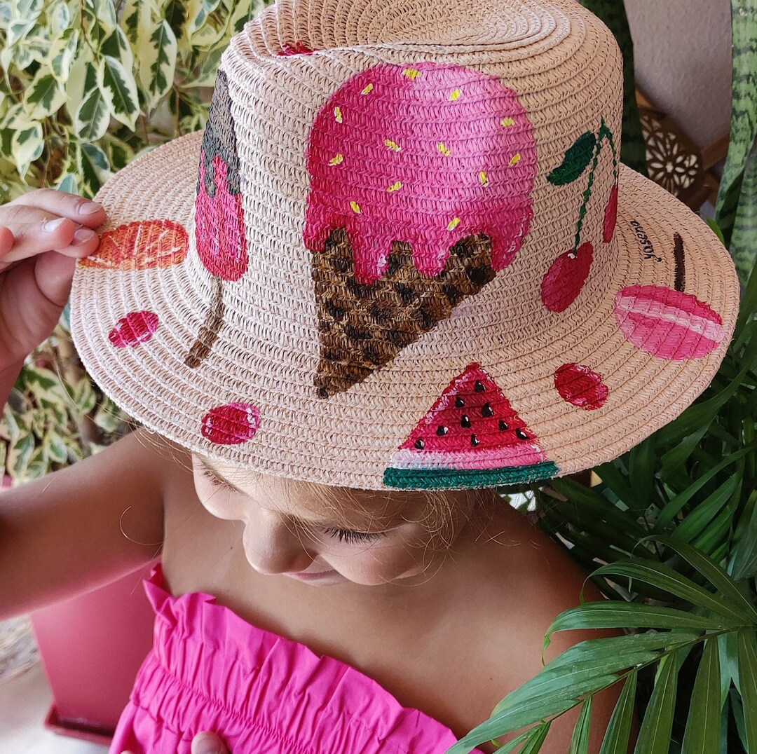 Hand Painted Kids Panama Hat, Candies Summer Fedora - Etsy