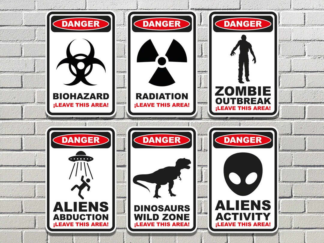 Fantasy Signs Pack, 6 Models, Decoration, Themed, Dinosaurs, Aliens ...