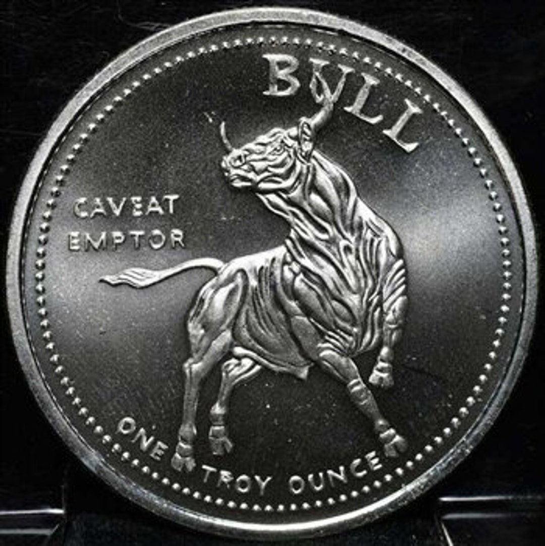 Bull and Bear Silver Coin - .999 Silver - Caveat Emptor - Etsy