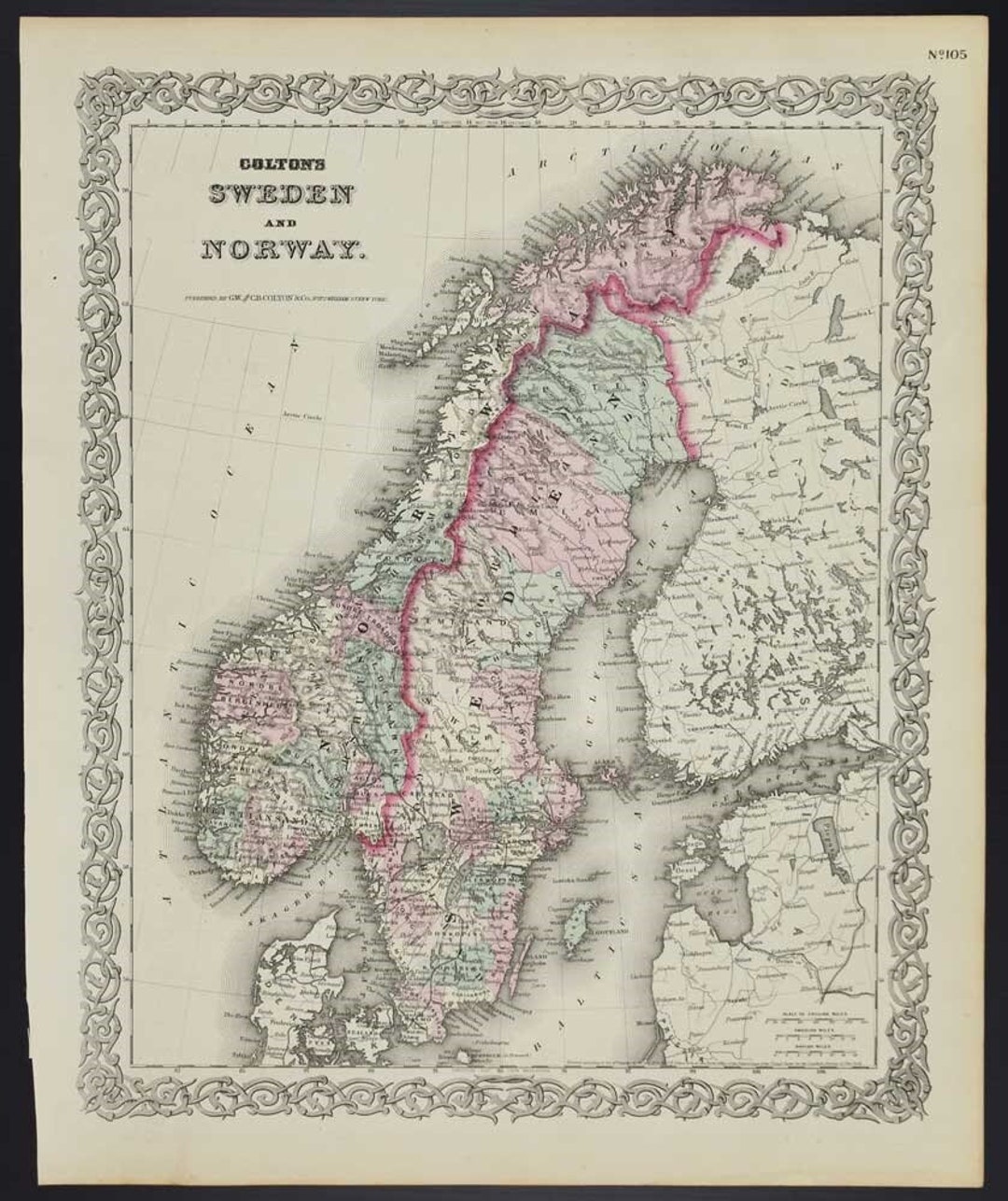 Colton's Sweden and Norway Map 1860s Antique Map of Sweden and Norway - Etsy