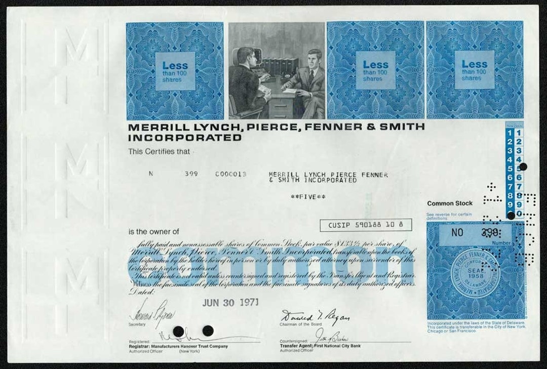 Merrill Lynch, Pierce, Fenner, and Smith, Inc. Stock Certificate - Etsy