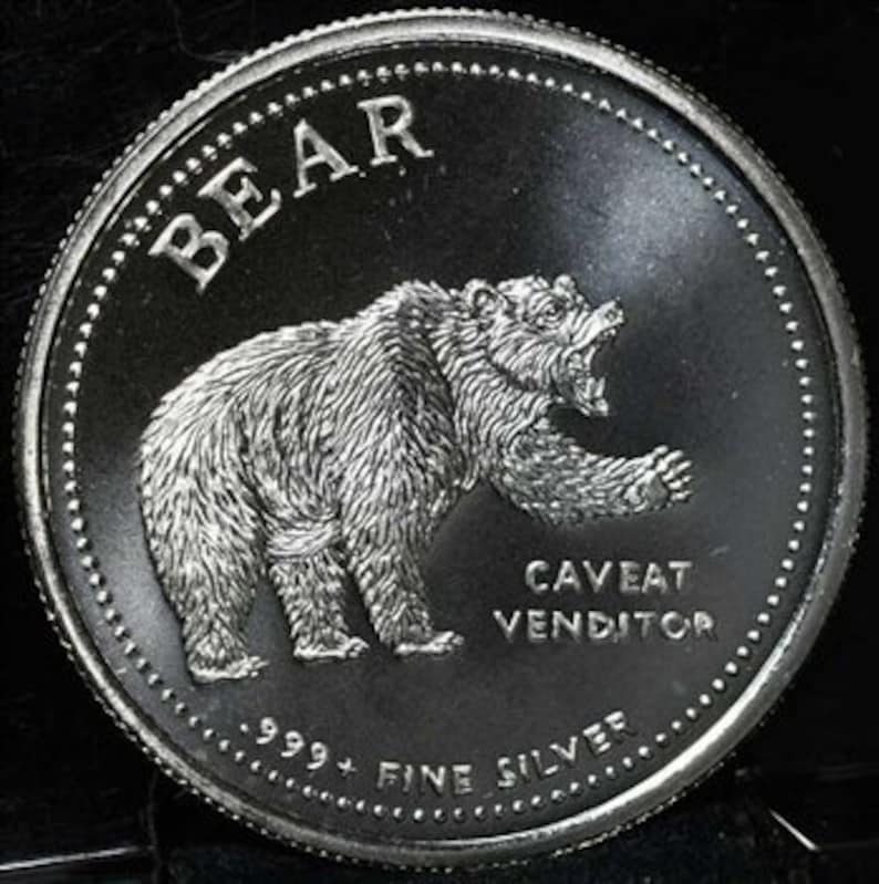 Bull and Bear Silver Coin - .999 Silver - Caveat Emptor - Etsy