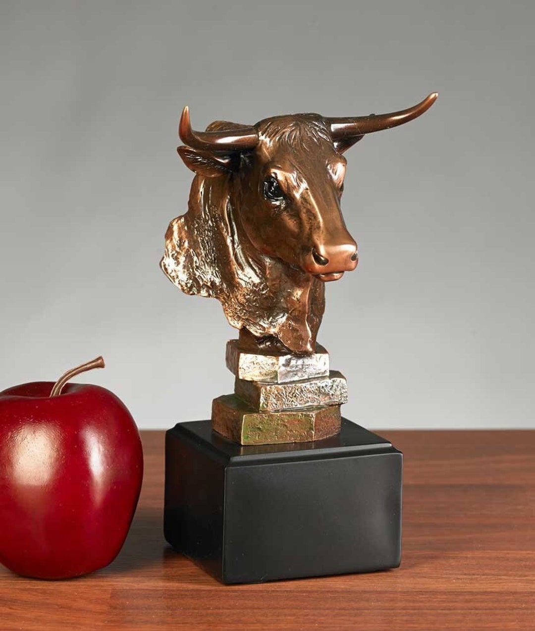 Bull Head Statue - Bull Bust Sculpture - Engraving Available - Bronze ...